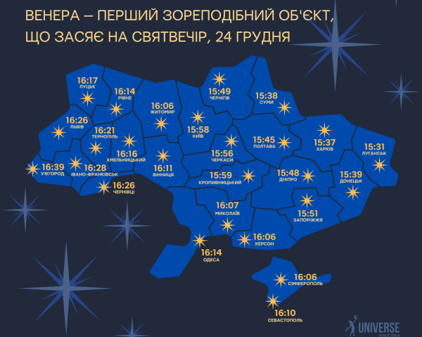 Коли в Україні у Святвечір зійде перша зоря - карта. Читайте на UKR.NET